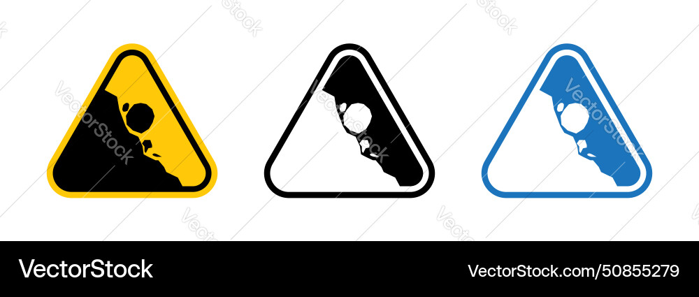 Falling rocks or debris warning road sign icon Vector Image