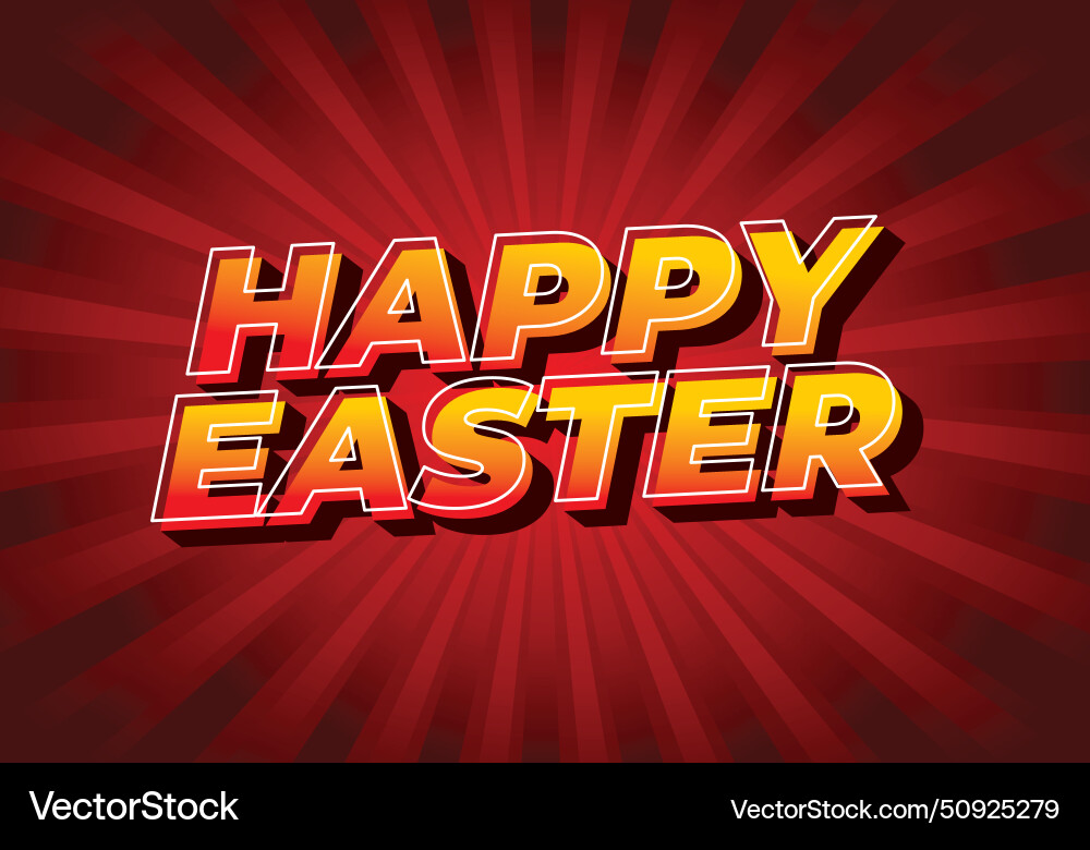 Happy easter text effect design in eye catching Vector Image