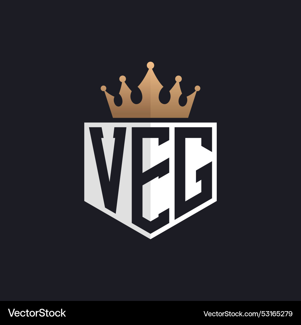 Luxury veg logo with crown elegant initials Vector Image