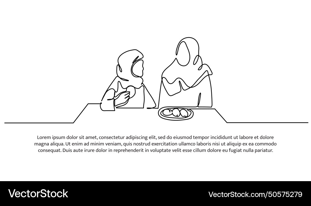 Muslims praying before eating Royalty Free Vector Image