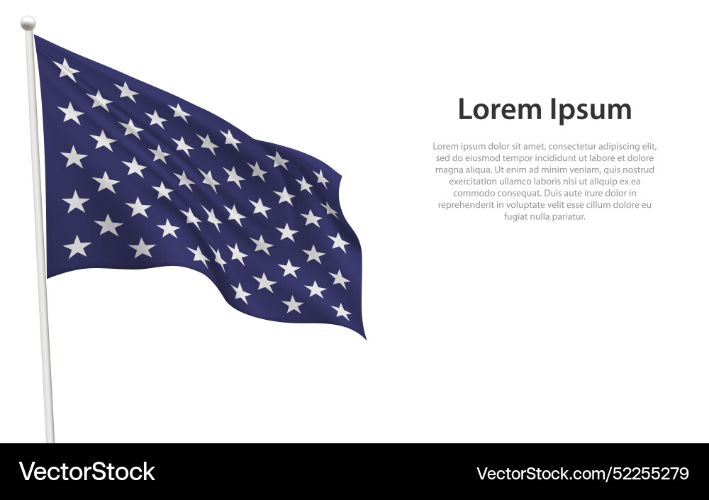 Naval jack flag waving on a white background Vector Image