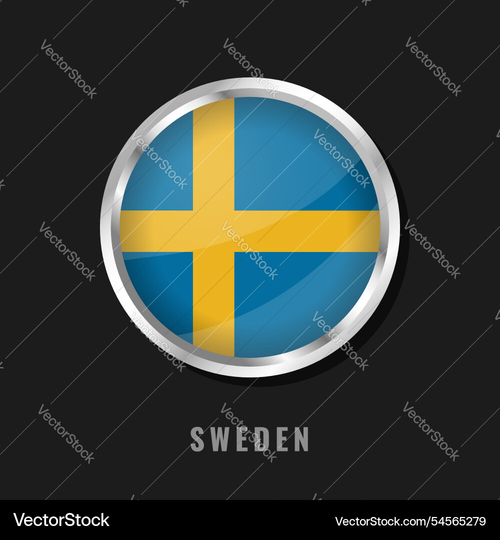 Sweden round framed national flag Royalty Free Vector Image