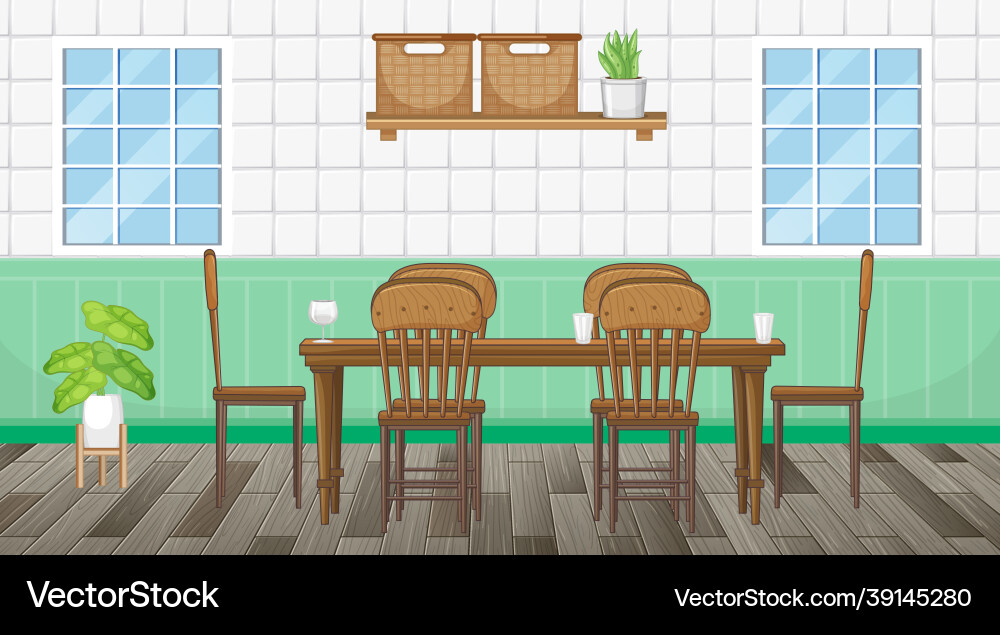 Dining room interior design with furniture Vector Image