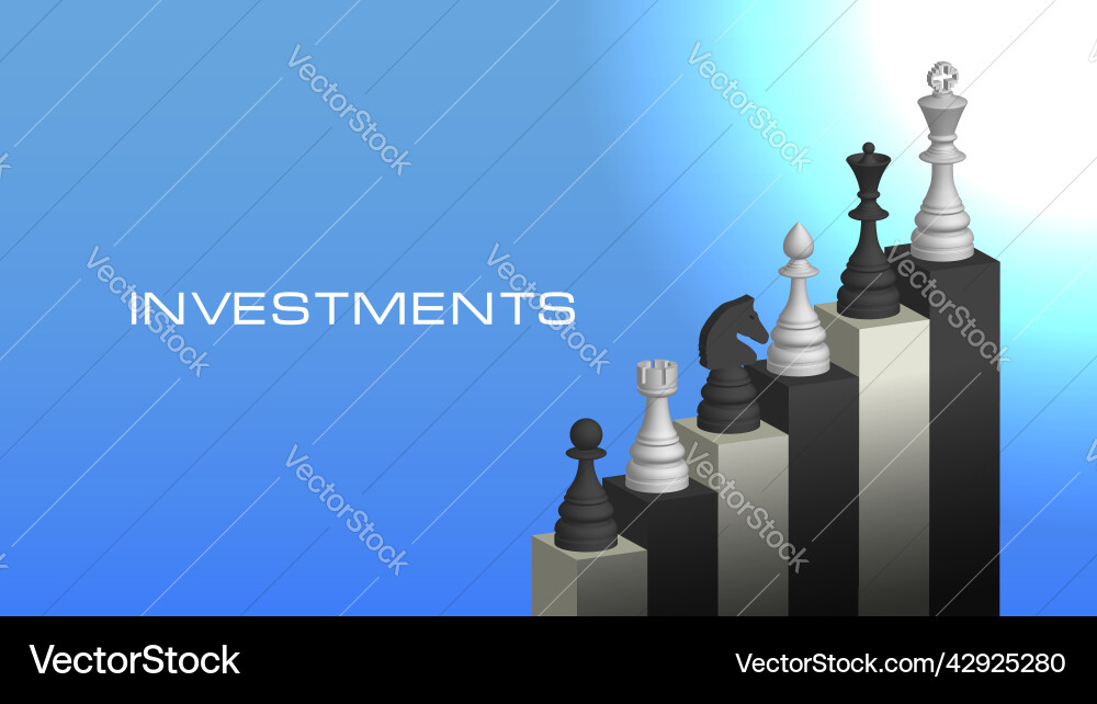 Economic poster 3d black and white chess pieces Vector Image