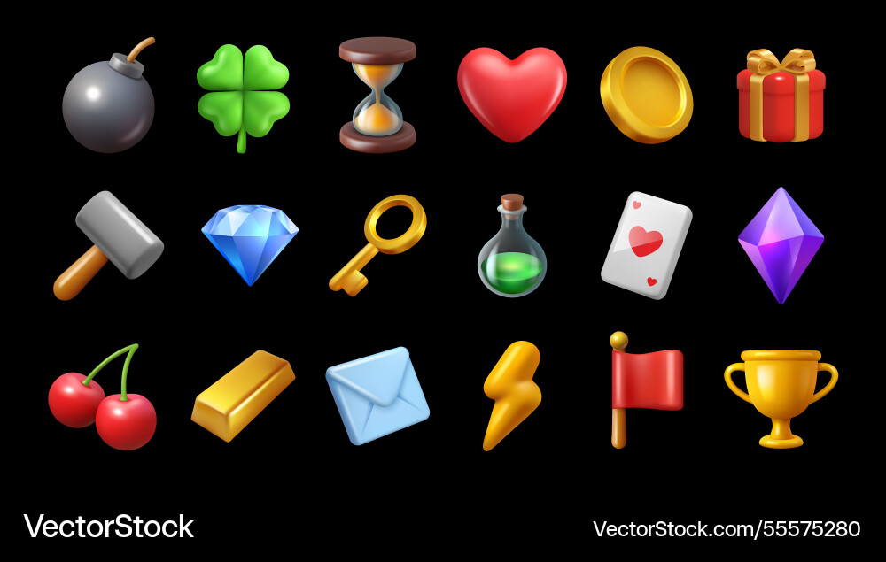 Game icons cartoon interface elements set Vector Image