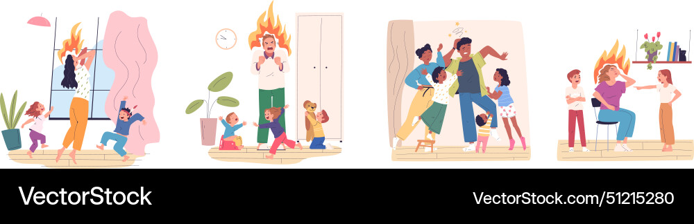 Parent burnout exhausted tired parents Royalty Free Vector