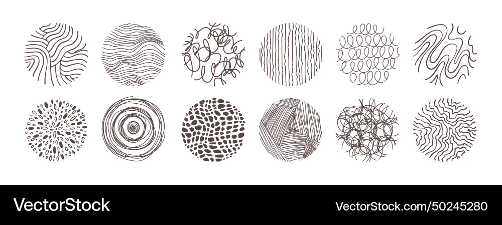 Patterns ornaments textures in circles Royalty Free Vector