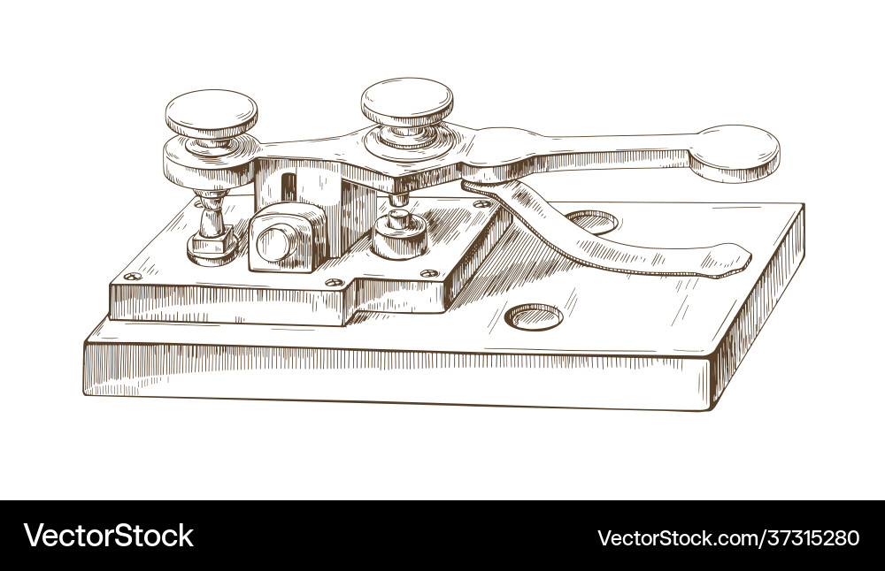 Sketch old telegraph machine in vintage style Vector Image