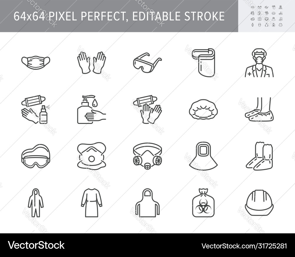Medical Personal Protective Equipment (PPE) Icons Vector Image