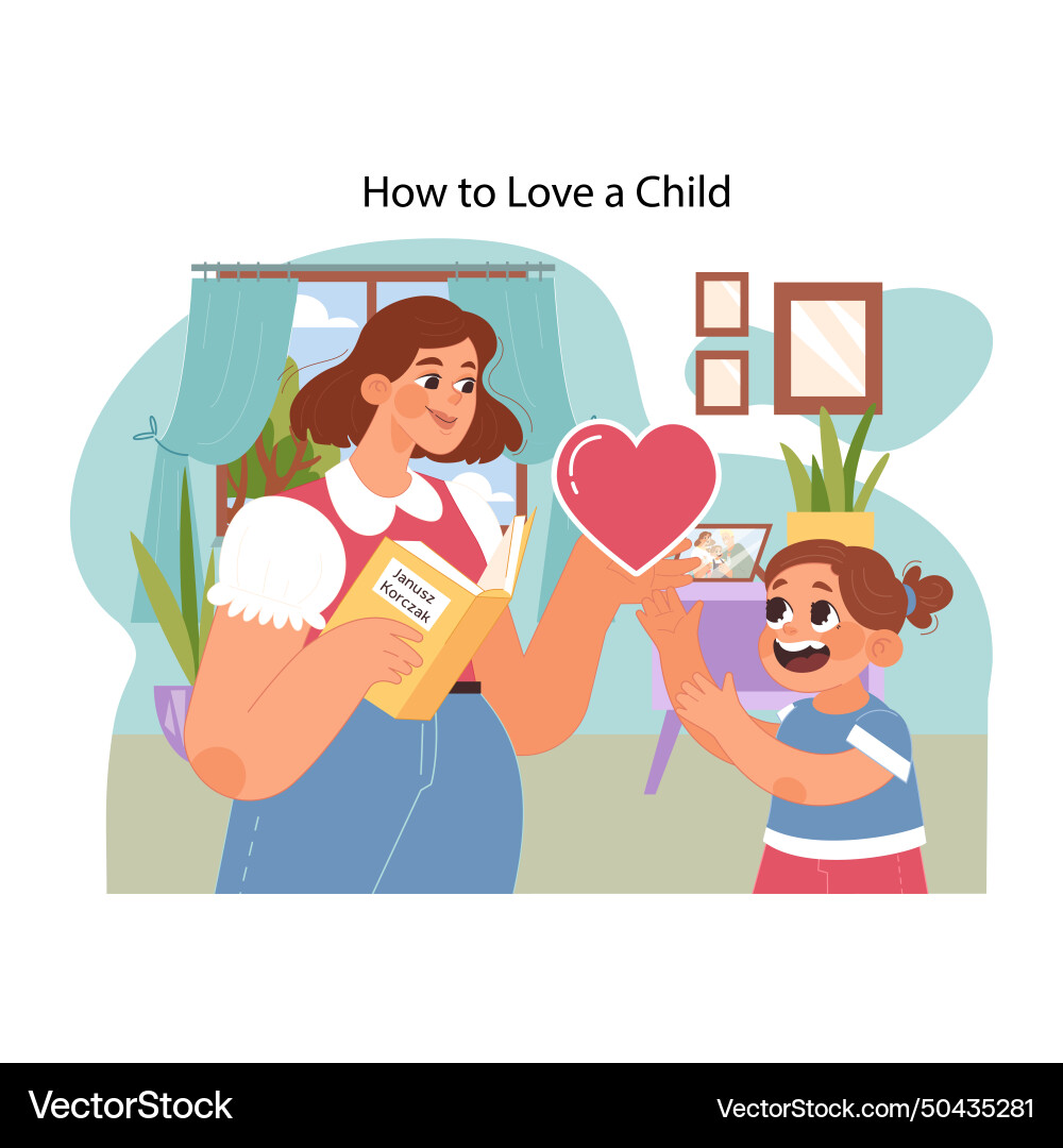 Parent-child bonding concept flat Royalty Free Vector Image