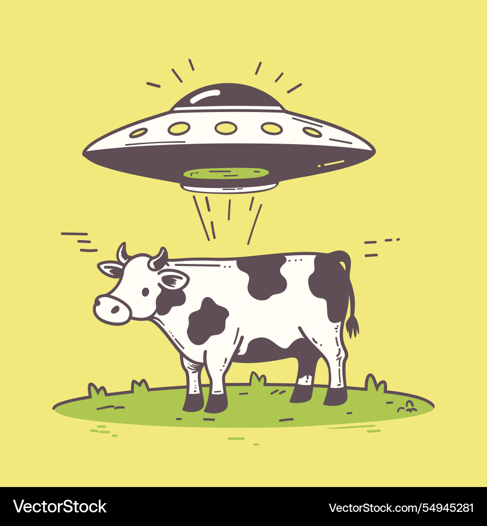 Ufo abducting a cow Royalty Free Vector Image - VectorStock