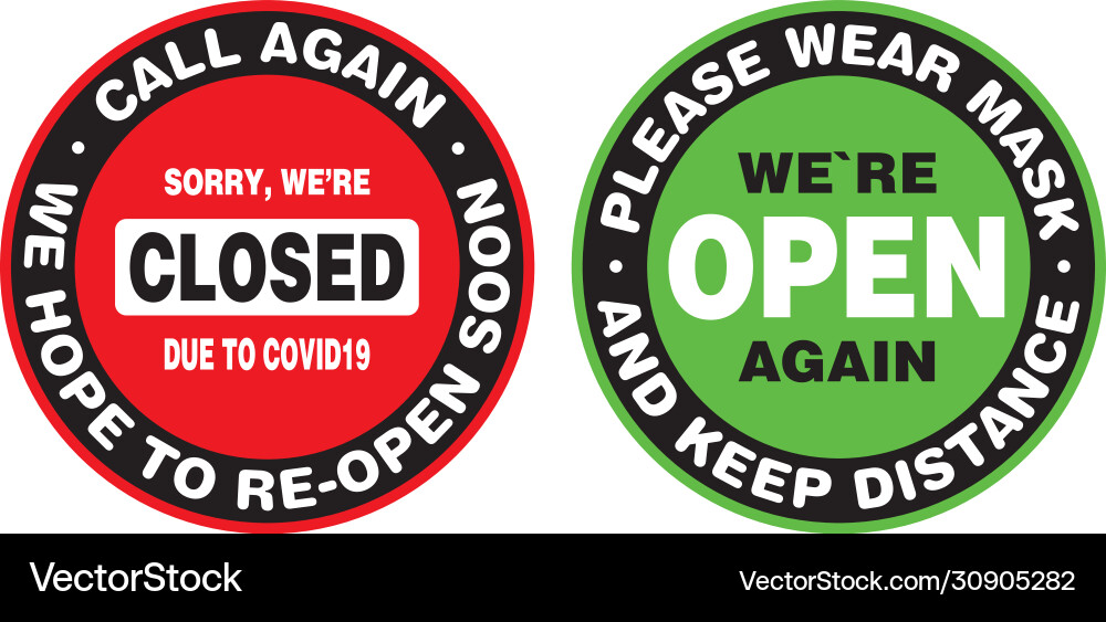 Closed and open signage or door sticker Royalty Free Vector
