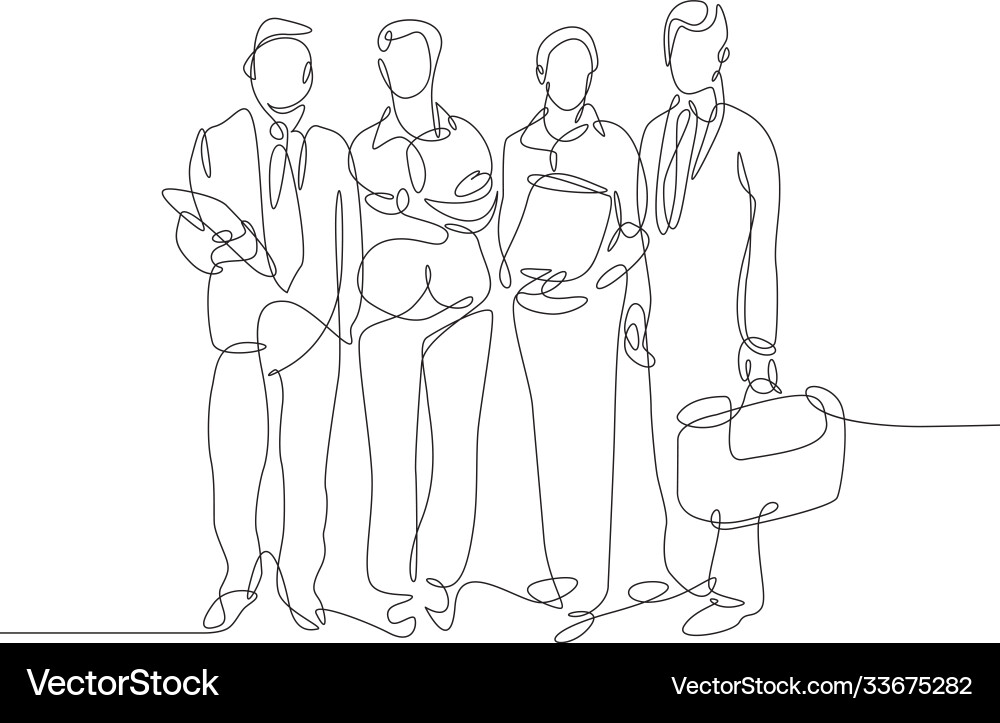 Continuous one drawn line business team Royalty Free Vector