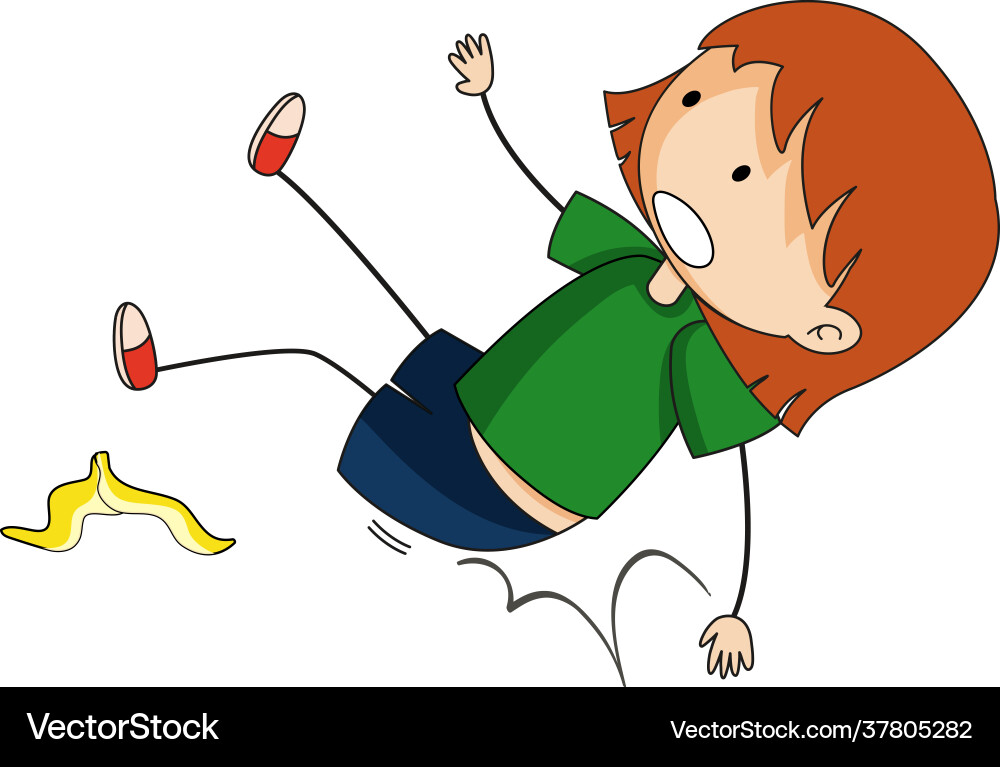 Doodle cartoon character a girl falling down Vector Image