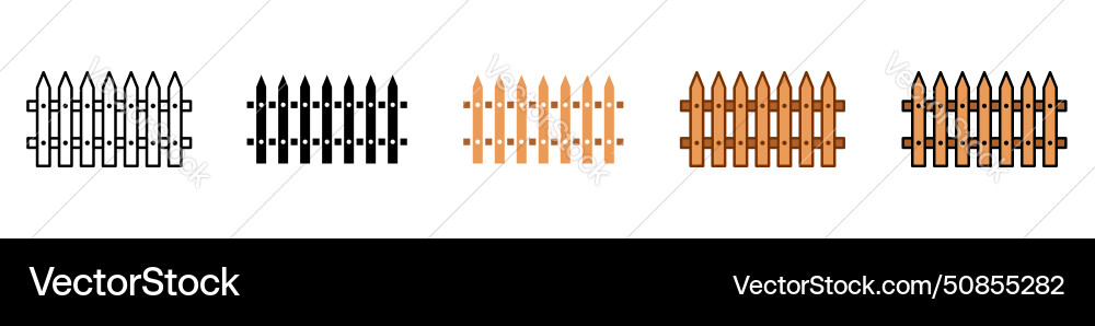Fence icon set safety barrier garden symbol Vector Image