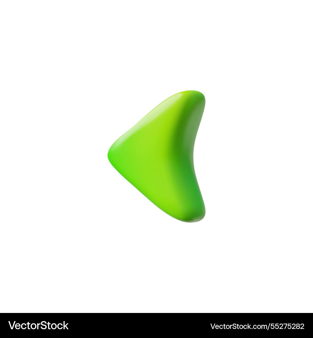 Green arrowhead 3d cartoon plastic icon Royalty Free Vector
