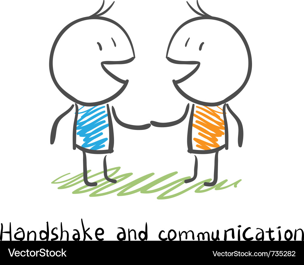 Handshake and communication Royalty Free Vector Image