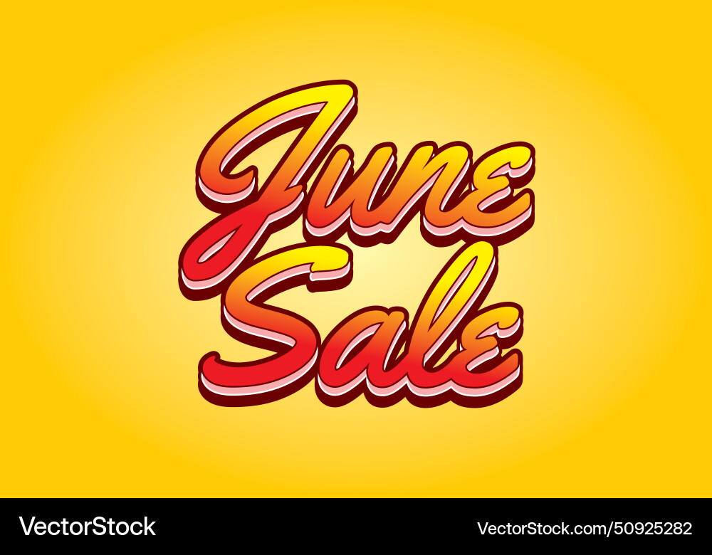 June sale text effect in 3 dimensions style Vector Image