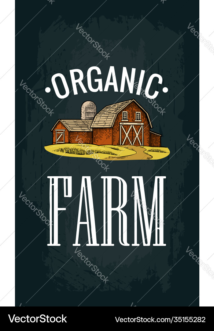 Organic farm lettering engraving vintage Vector Image