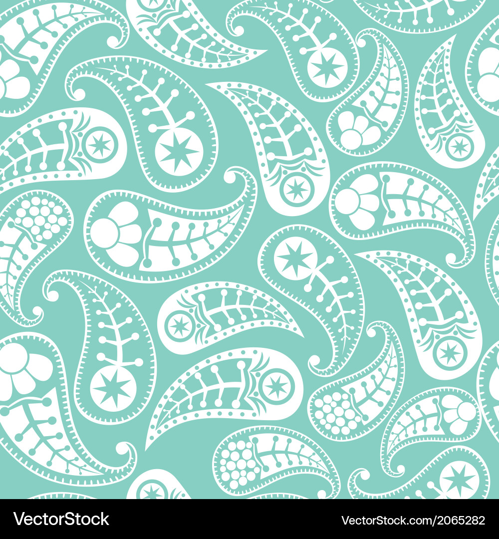 Seamless paisley texture in blue Royalty Free Vector Image