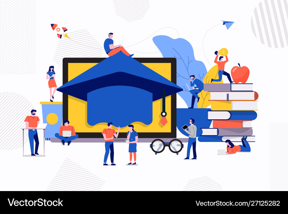 Teamwork study e-learning Royalty Free Vector Image