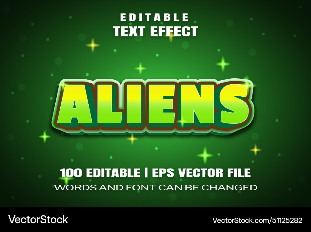 Text effects aliens Royalty Free Vector Image - VectorStock