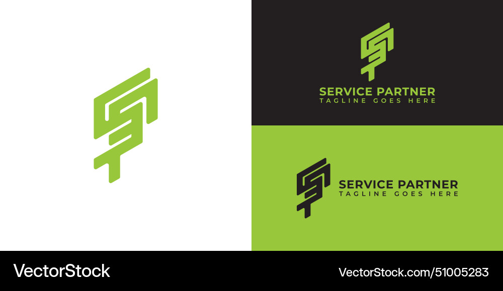 Abstract initial letter sp or ps logo in green Vector Image