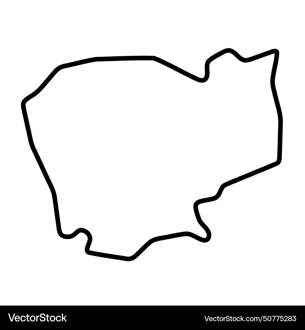 Cambodia simplified outline map Royalty Free Vector Image