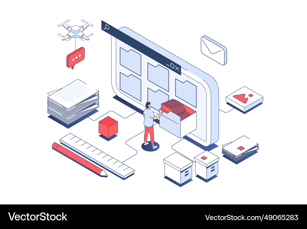 Digital File Organization Concept Royalty Free Vector Image