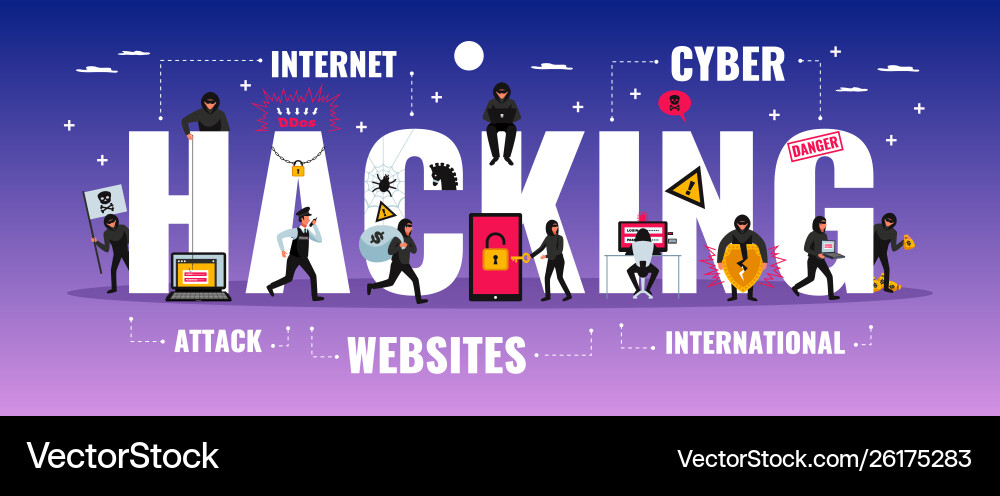 Hacker typography banner Royalty Free Vector Image