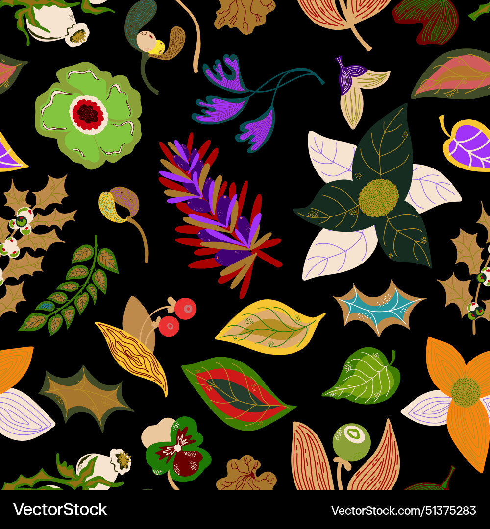 Plant organic pattern flat style hand drawn Vector Image