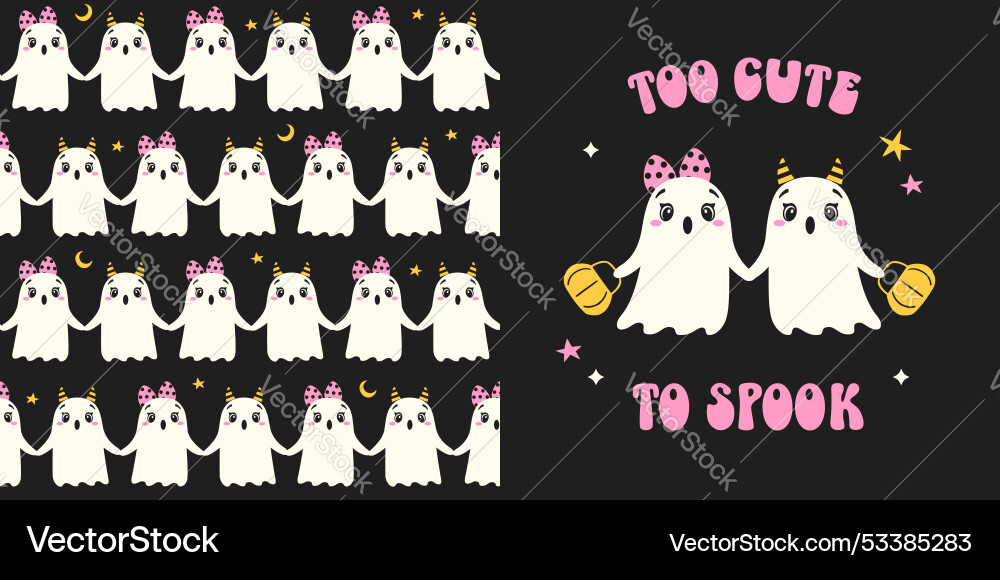 Print and pattern of cute girl ghosts Royalty Free Vector