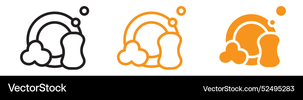 Washing plate icon set dishwashing for kitchen Vector Image