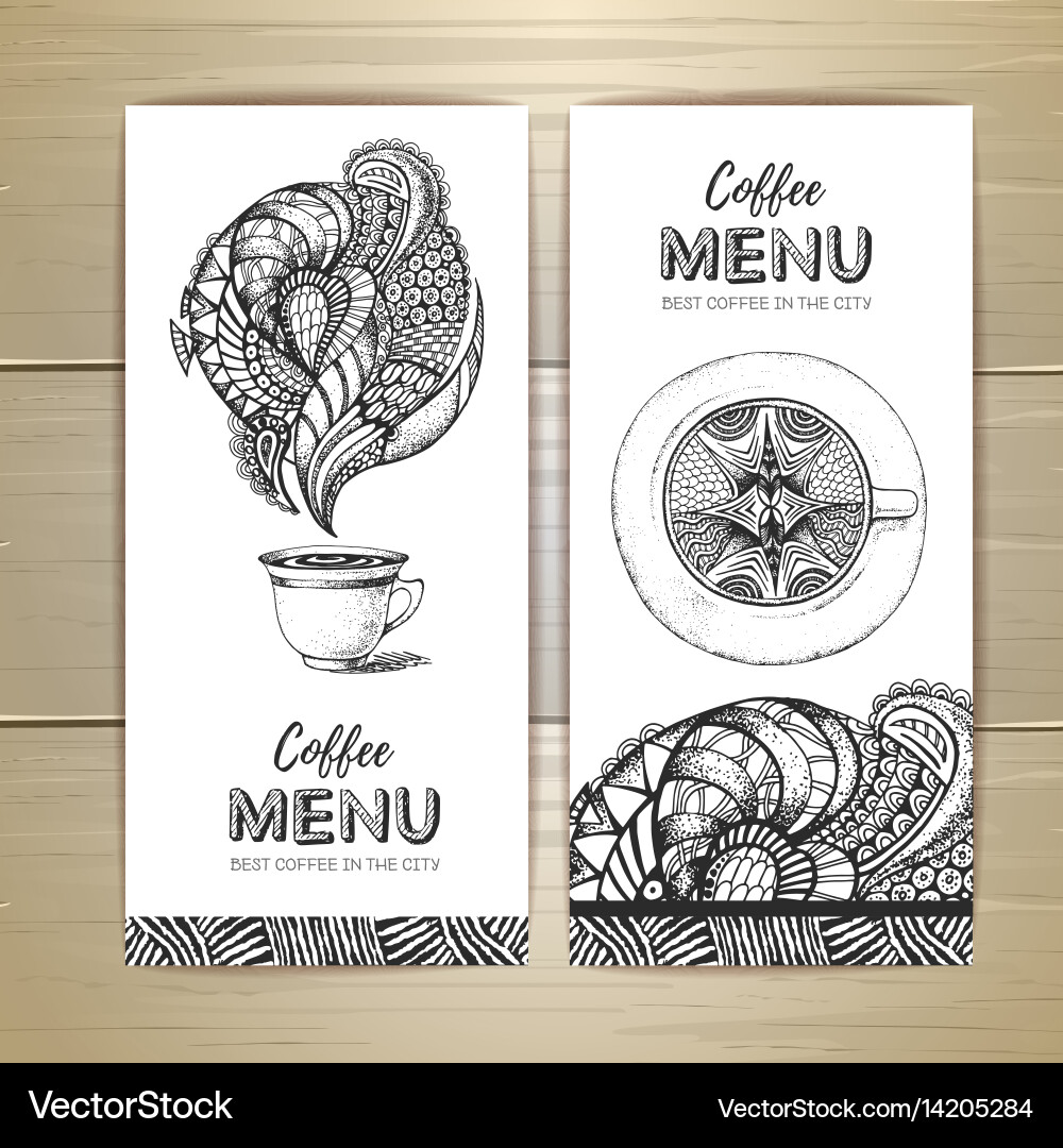 Coffee menu design sketch of cup Royalty Free Vector Image