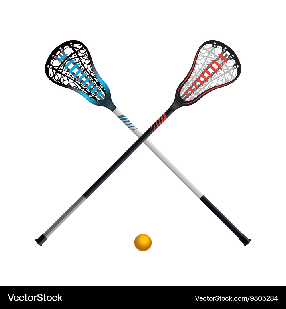 Crossed lacrosse sticks and ball isolated Vector Image