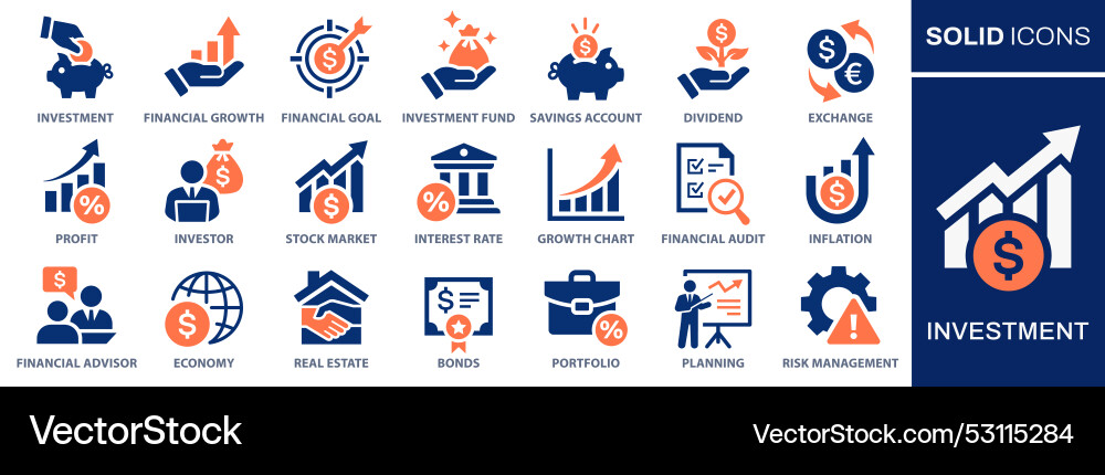 Economy & Investment Icon Set Royalty Free Vector Image