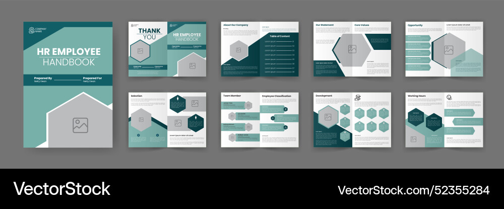 Hr employee handbook brochure template Royalty Free Vector