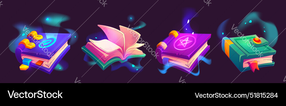 Magic closed and open books Royalty Free Vector Image