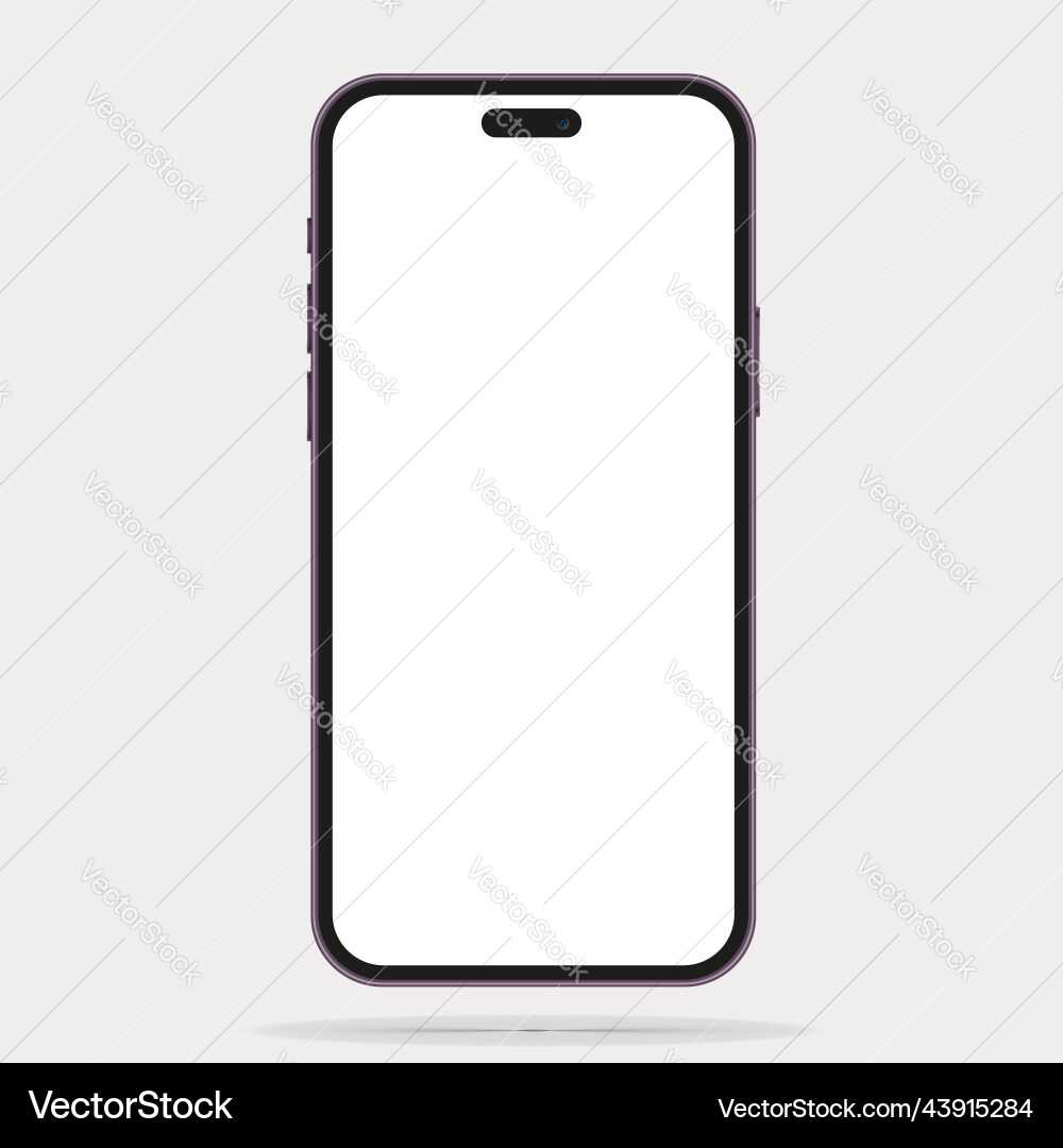 Mobile iphone 14 pro max front view mockup Vector Image