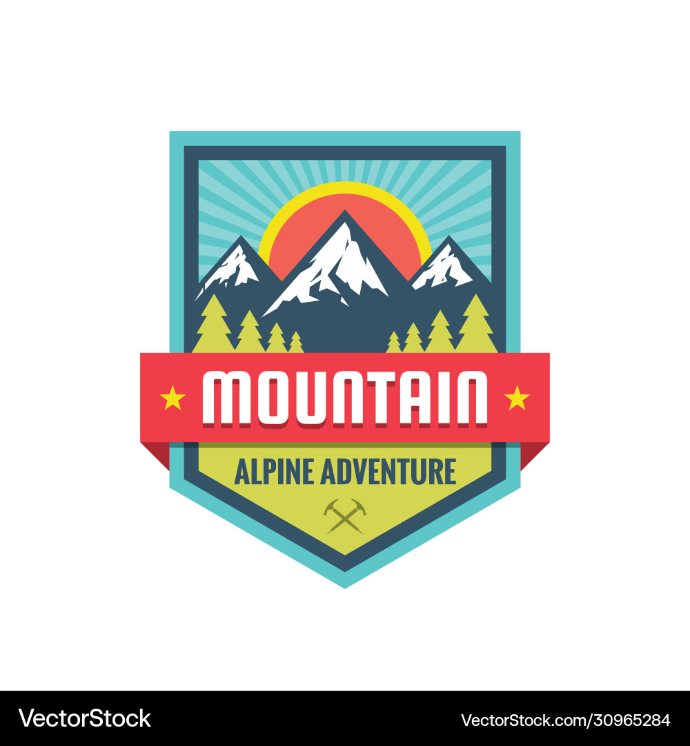 Mountain alpine adventure - logo template Vector Image