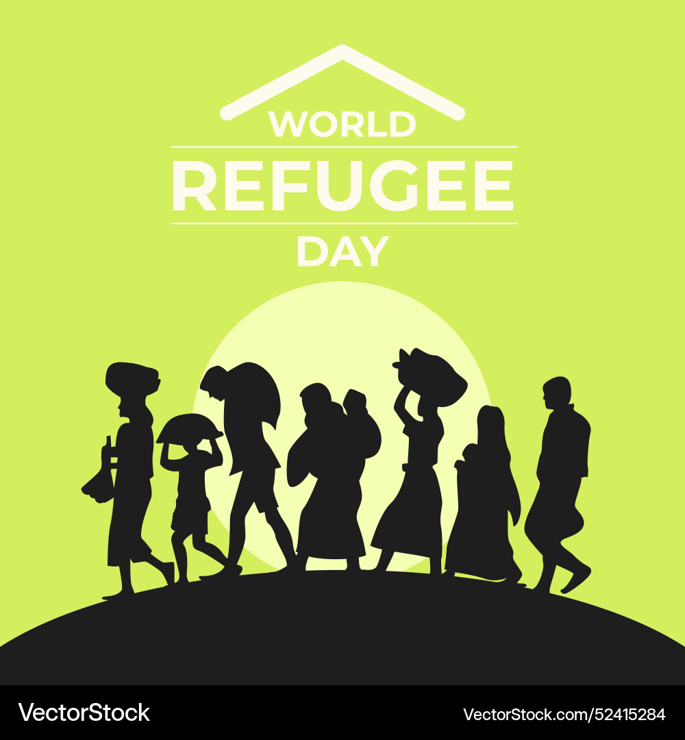 Silhouettes world refugee day event Royalty Free Vector