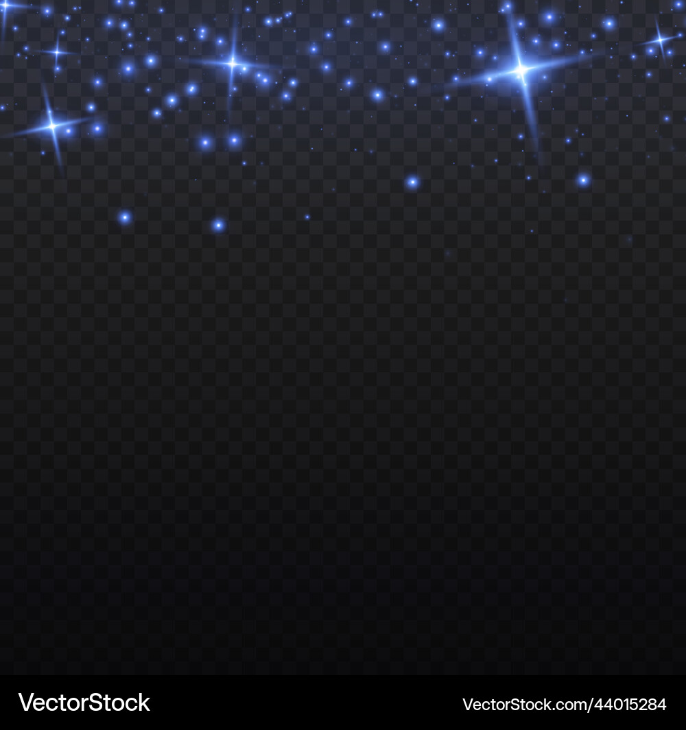 Starry dust flash light spark sparkle blue star Vector Image