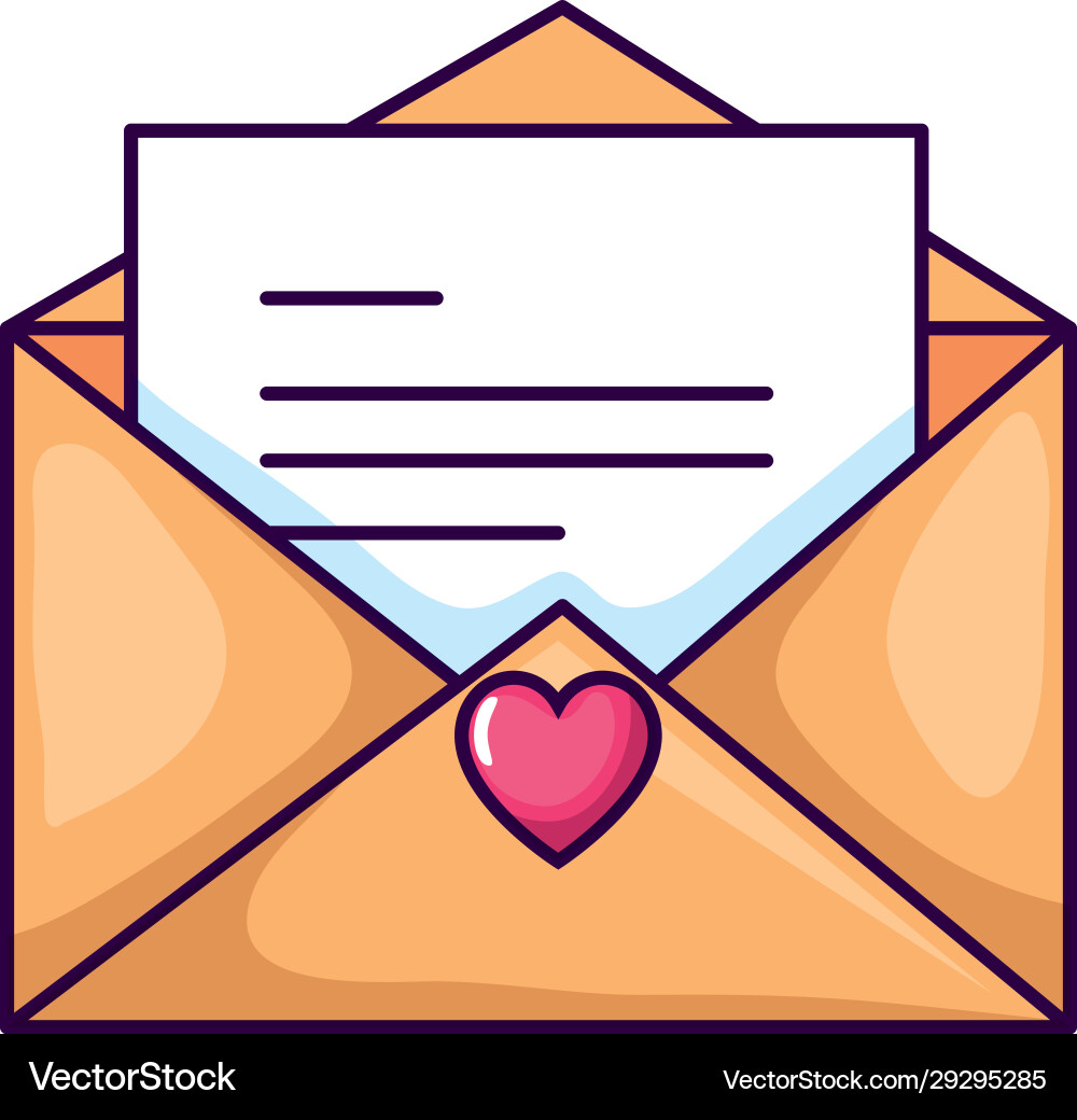 Cute envelope open with card and heart Royalty Free Vector