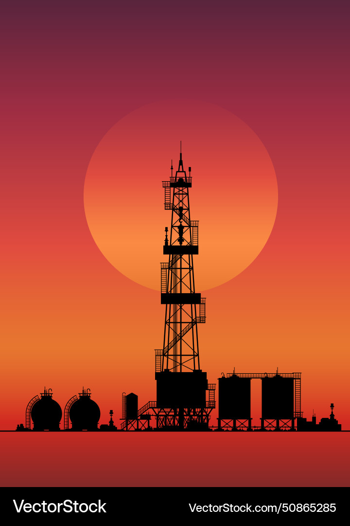 Drilling rig in the desert Royalty Free Vector Image
