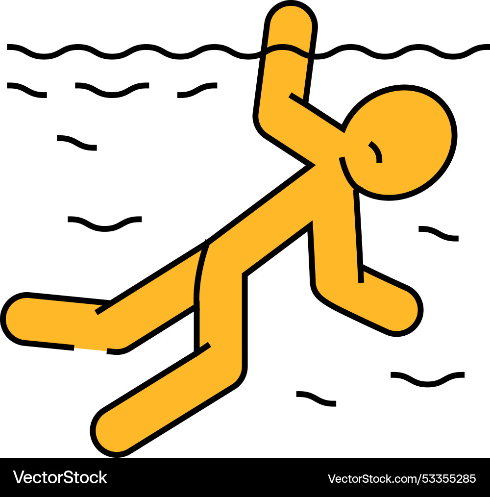 Drowned man accident icon color Royalty Free Vector Image