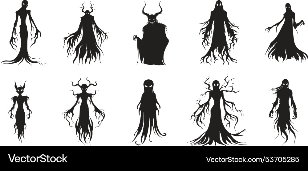 Evil spirit silhouette set dark scary monster Vector Image
