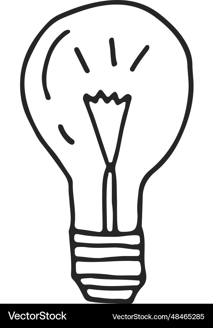 Light bulb icon electric lamp doodle symbol Vector Image