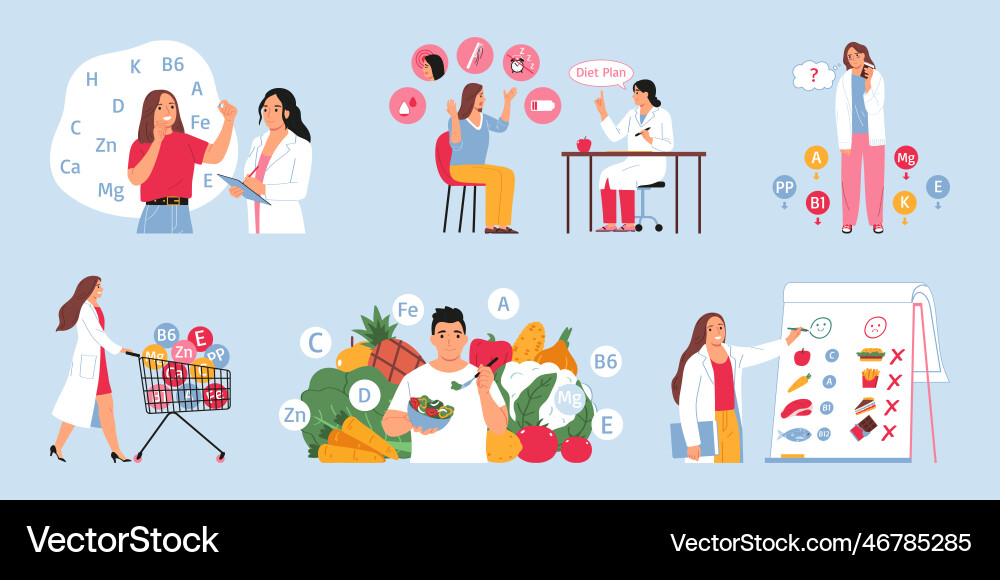 Nutritionist and diet set Royalty Free Vector Image