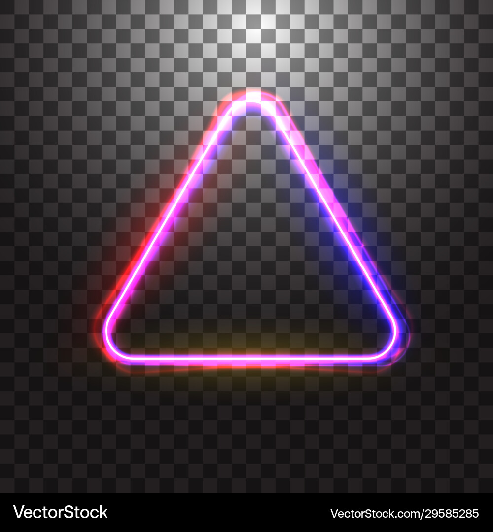 Red and blue neon glowing triangle frame Vector Image
