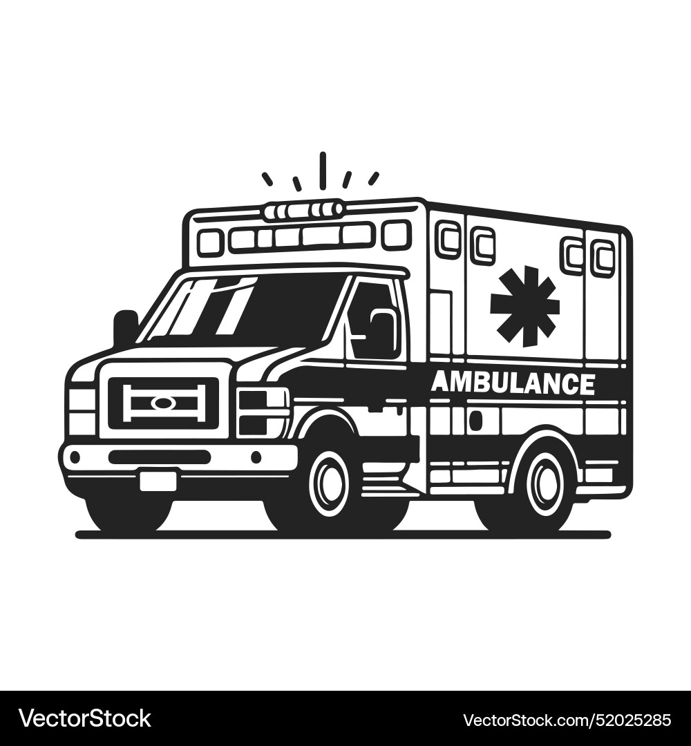 Simple black and white ambulance design Royalty Free Vector